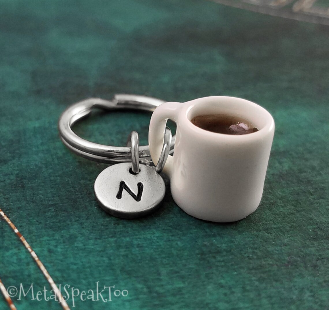 Coffee Keychain VERY SMALL Coffee Cup Keyring Black Coffee - Etsy