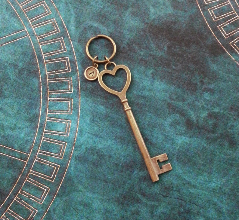 Heart Key Keychain LARGE Heart Key Keyring Personalized Keychain ...