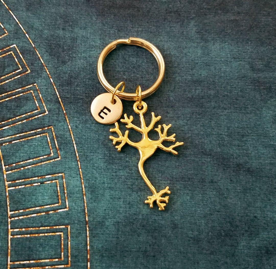 Neuron Keychain SMALL Brain Cell Keyring Chemistry Keychain Chemist ...