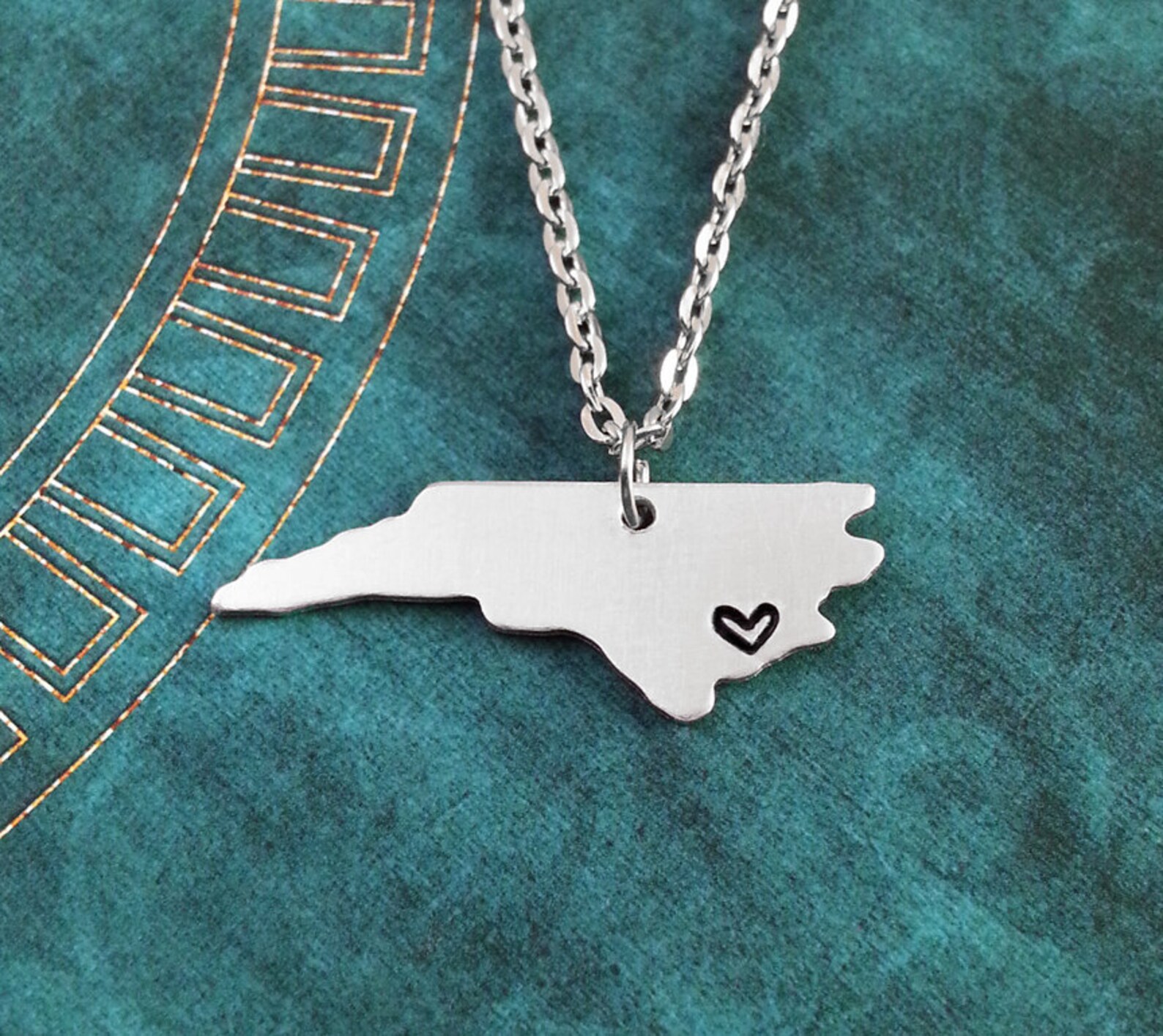 North Carolina Keychain Personalized Hand Stamped North - Etsy