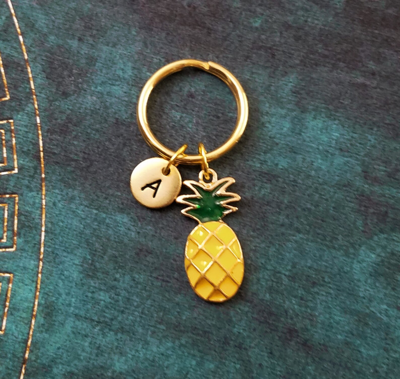 Pineapple Keychain VERY SMALL Pineapple Keyring Gold Keychain | Etsy