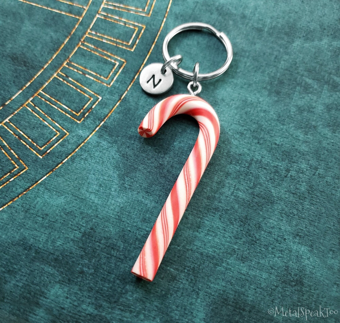 Candy Cane Keychain SMALL Candy Cane Keyring Peppermint Stick Christmas ...