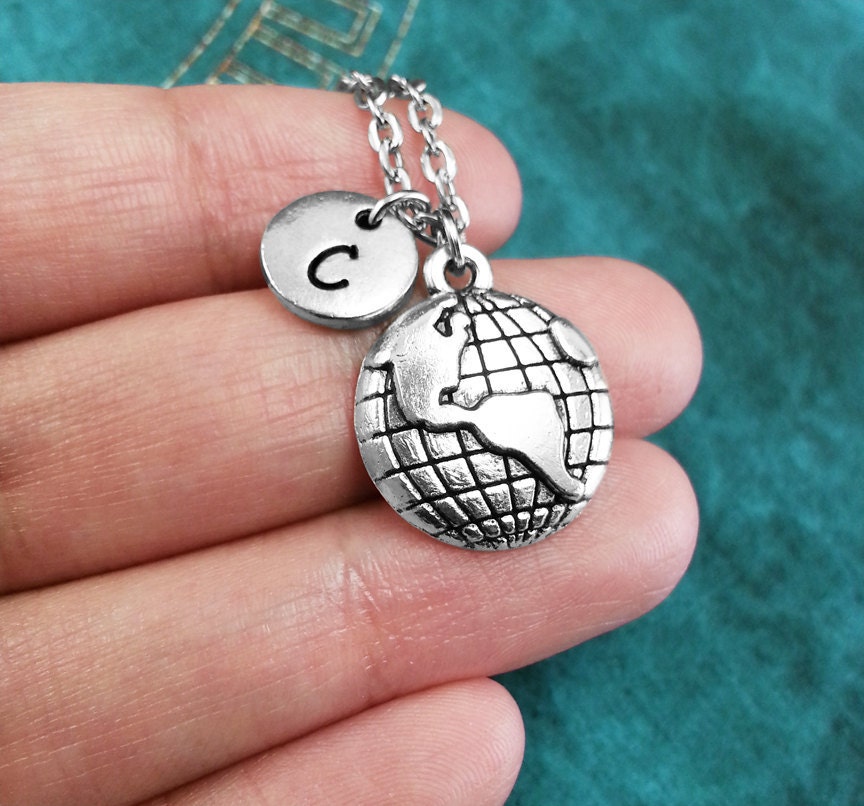 Globe Keychain VERY SMALL Silver Globe Keyring Personalized Keychain ...