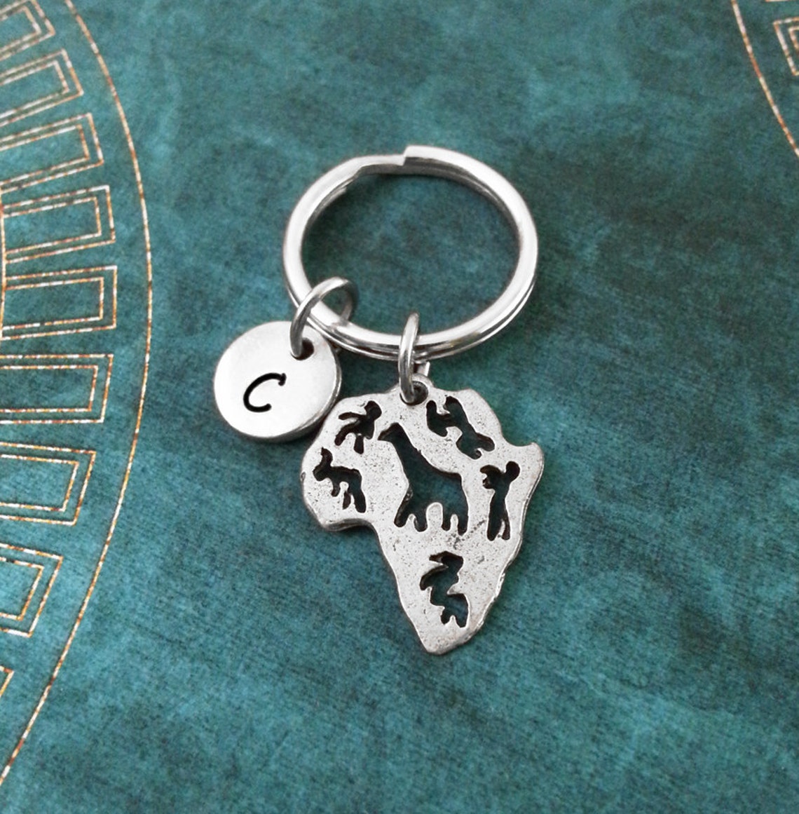 Africa Keychain Personalized Hand Stamped Silver Africa - Etsy