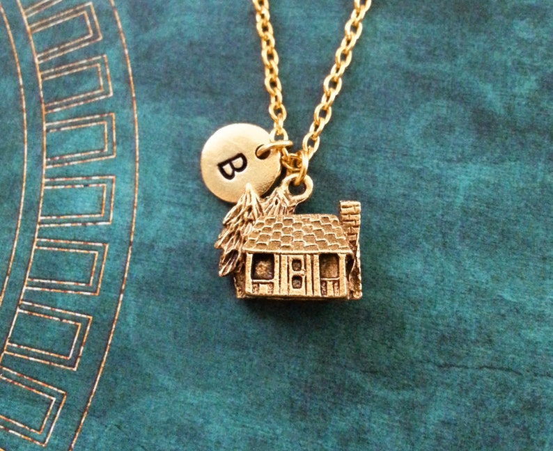 Cabin Keychain VERY SMALL Gold Log Cabin Keyring Personalized Keychain ...