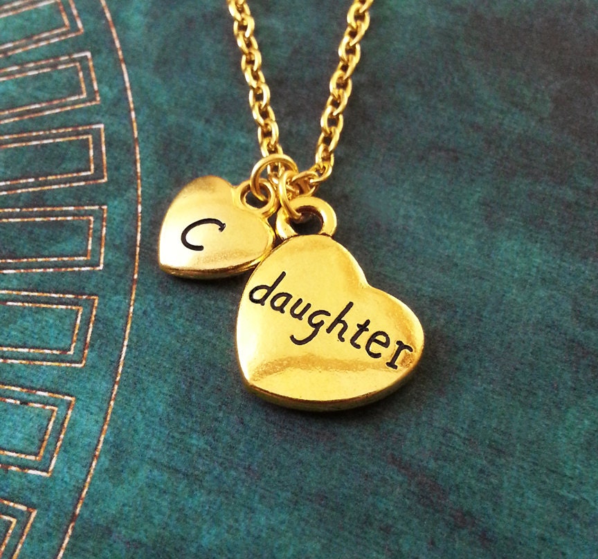 Daughter Keychain SMALL Daughter Heart Keychain Gold Daughter Keyring ...