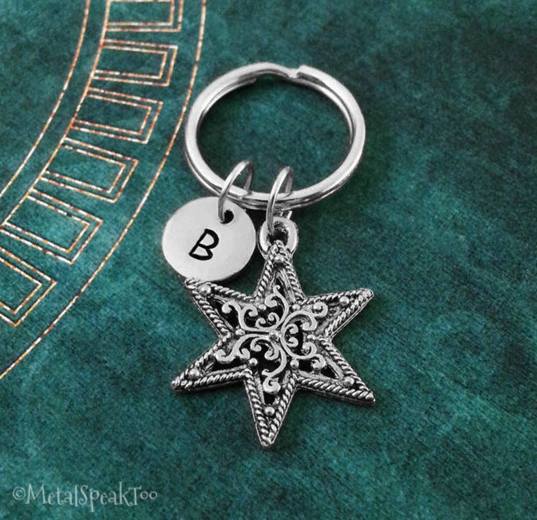 Star Keychain SMALL Six Point Star Charm Keychain Christmas Star ...