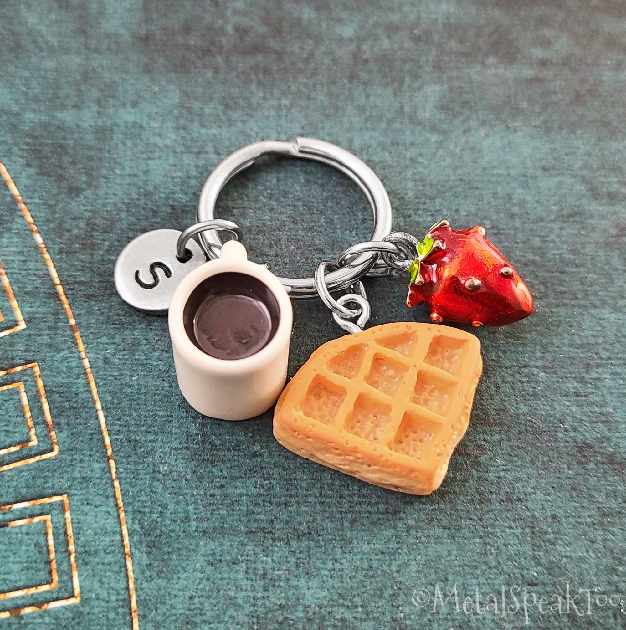 Waffle Keychain SMALL Waffle Keyring Breakfast Keychain Coffee | Etsy