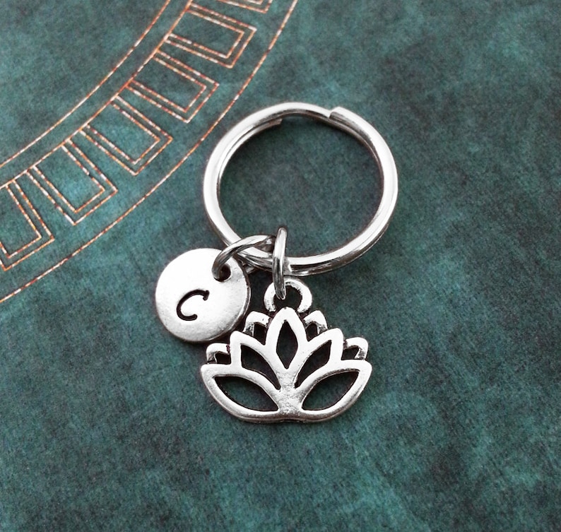 Lotus Keychain, VERY SMALL Lotus Flower Keyring, Personalized Keychain ...