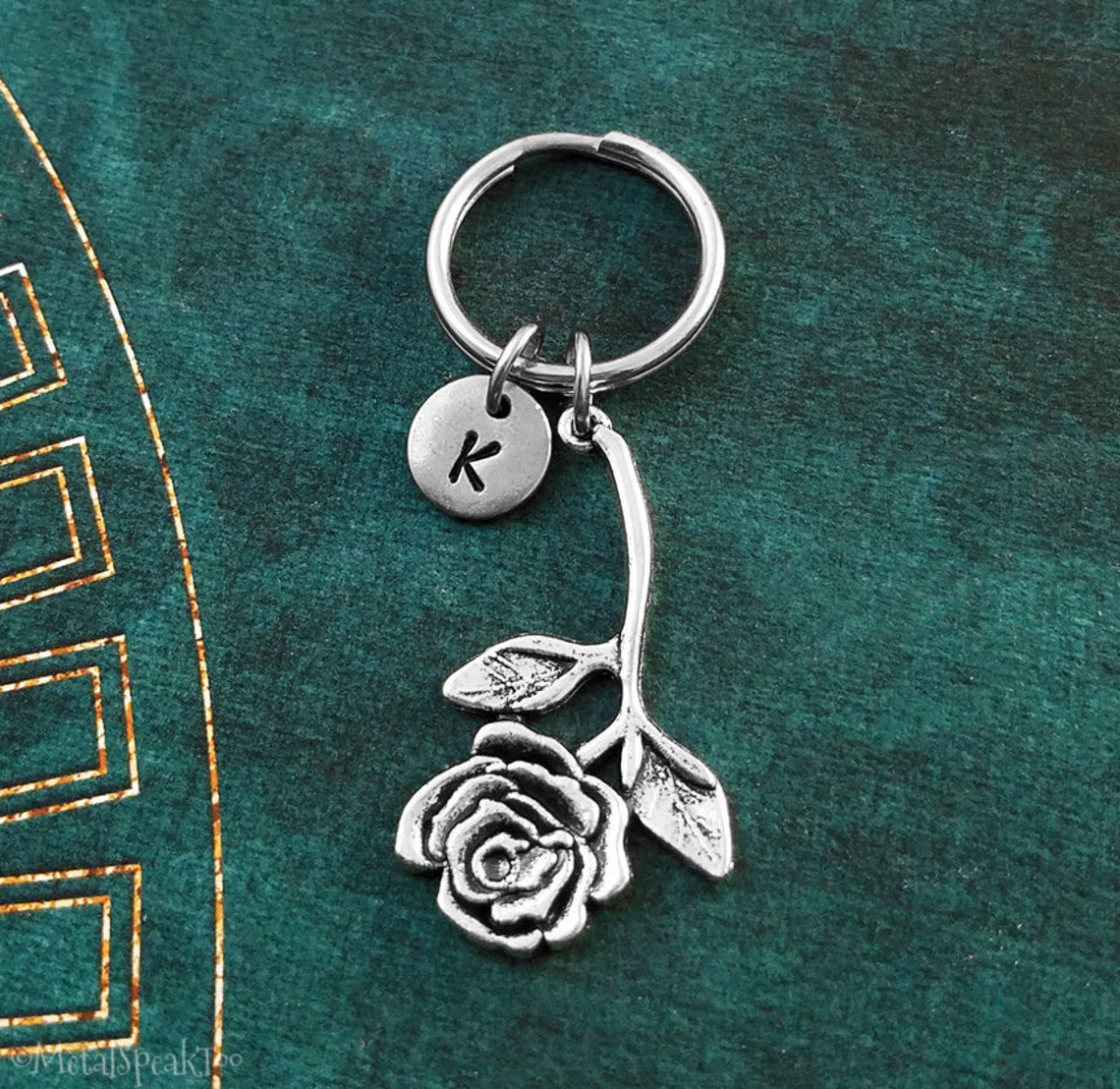 Rose Keychain SMALL Rose Charm Keychain Rose Keyring | Etsy