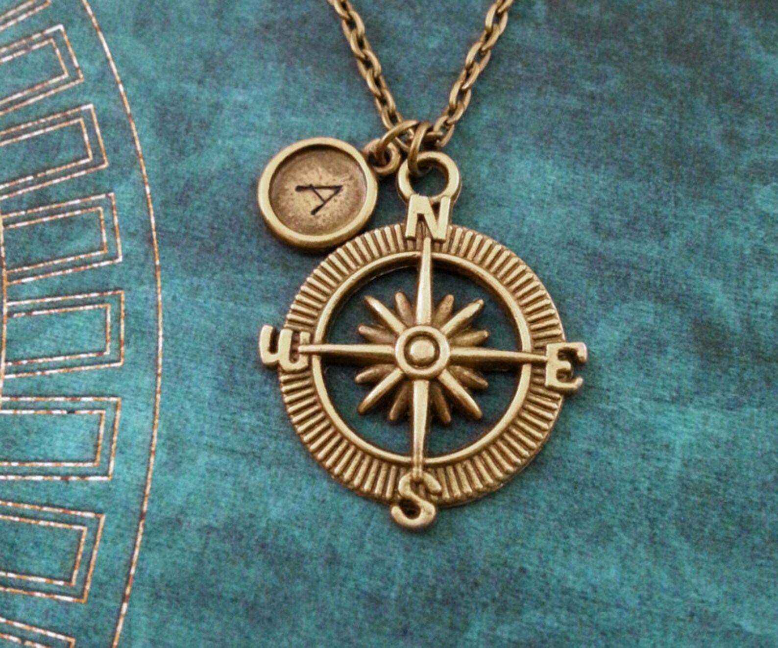 Compass Keychain SMALL Bronze Compass Keyring Personalized - Etsy