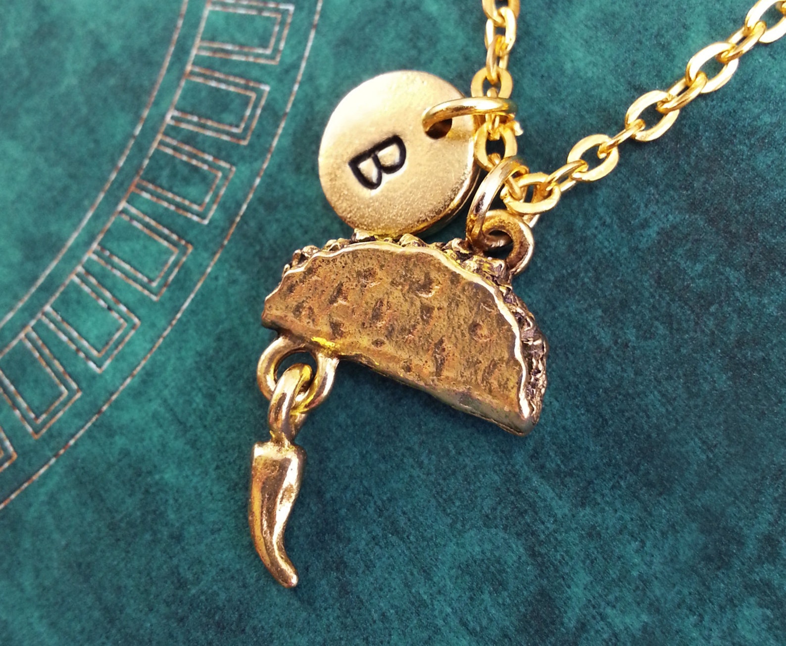 Taco Keychain VERY SMALL Gold Taco Keyring Jalapeno Keychain - Etsy