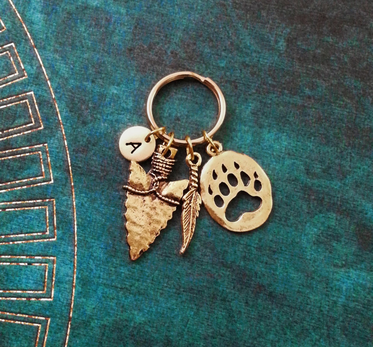 Bear Claw Keychain SMALL Arrowhead Keychain Feather Keychain Hunter ...