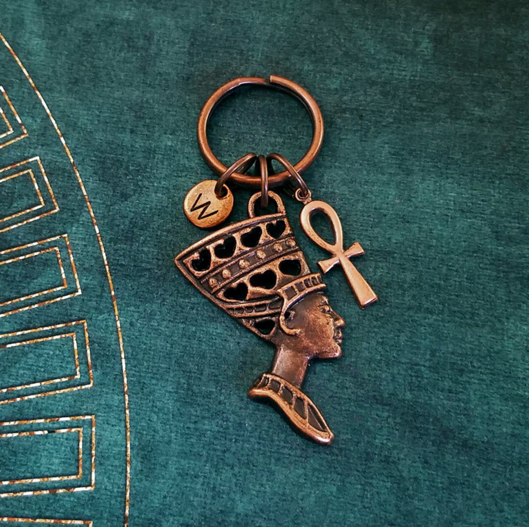 Nefertiti Keychain SMALL Nefertiti and Ankh Keychain Queen Nefertiti ...
