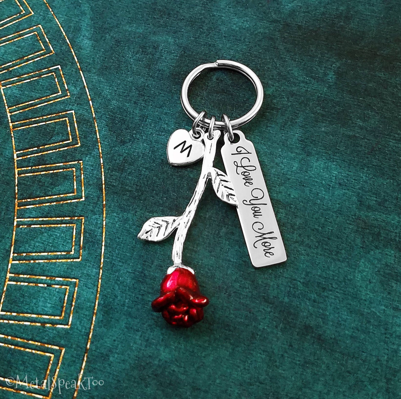 Red Rose Keychain SMALL Rose Charm Keychain Keyring Girlfriend | Etsy
