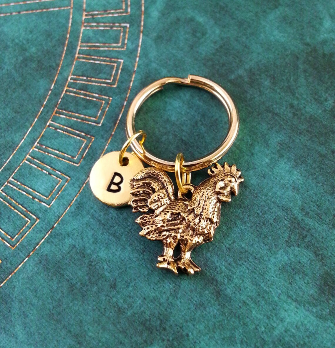 Gold Rooster Keychain Rooster Keyring Custom Keyring | Etsy