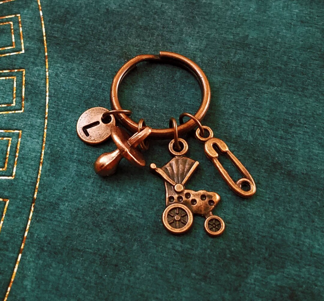 Baby Carriage Keychain VERY SMALL Pacifier Keychain Safety Pin Keychain ...