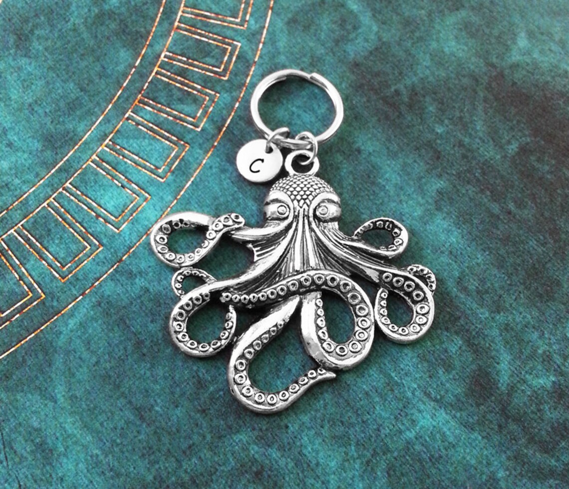 Octopus Keychain LARGE Octopus Keyring Personalized Keychain - Etsy
