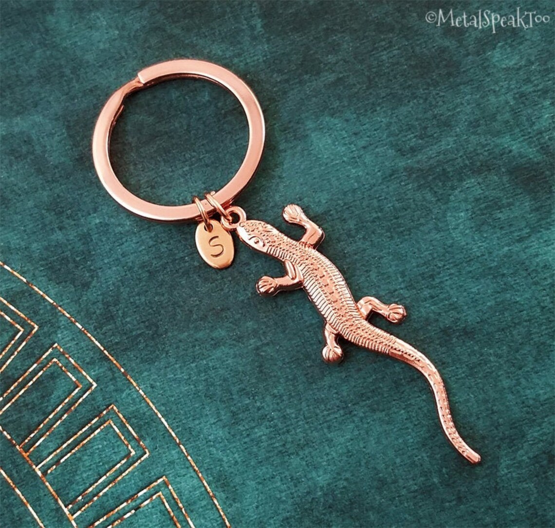 Gecko Keychain SMALL Lizard Keychain Gecko Keyring Monogram - Etsy