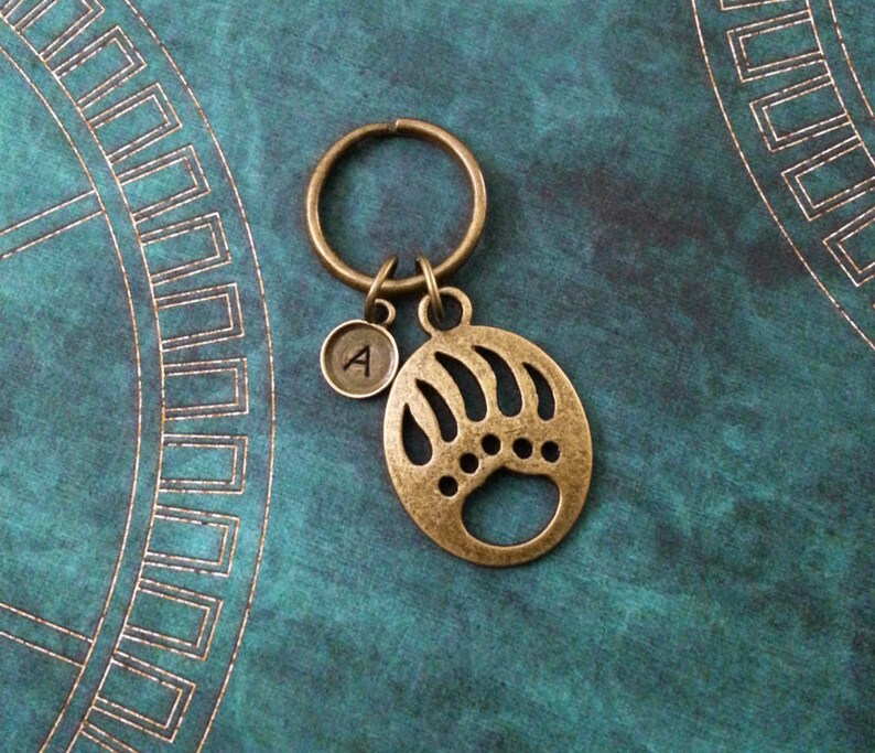 Bear Claw Keychain SMALL Bronze Paw Print Keychain Personalized ...