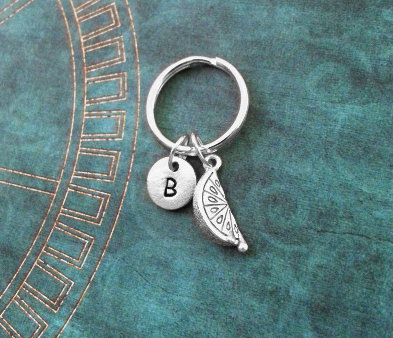 Lemon Keychain VERY SMALL Lemon Slice Keychain Personalized Keychain ...