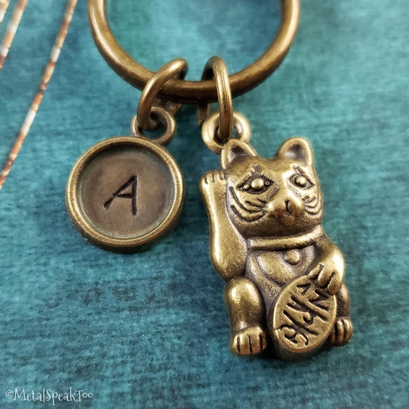 Japanese Maneki Neko Lucky Cat Keychain - Etsy