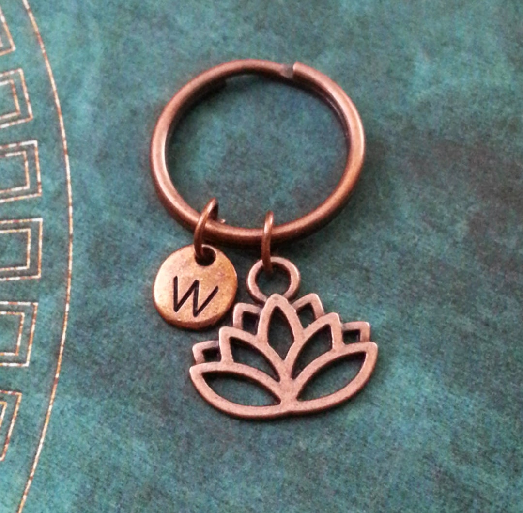 Lotus Keychain VERY SMALL Lotus Flower Keyring Personalized Keychain ...