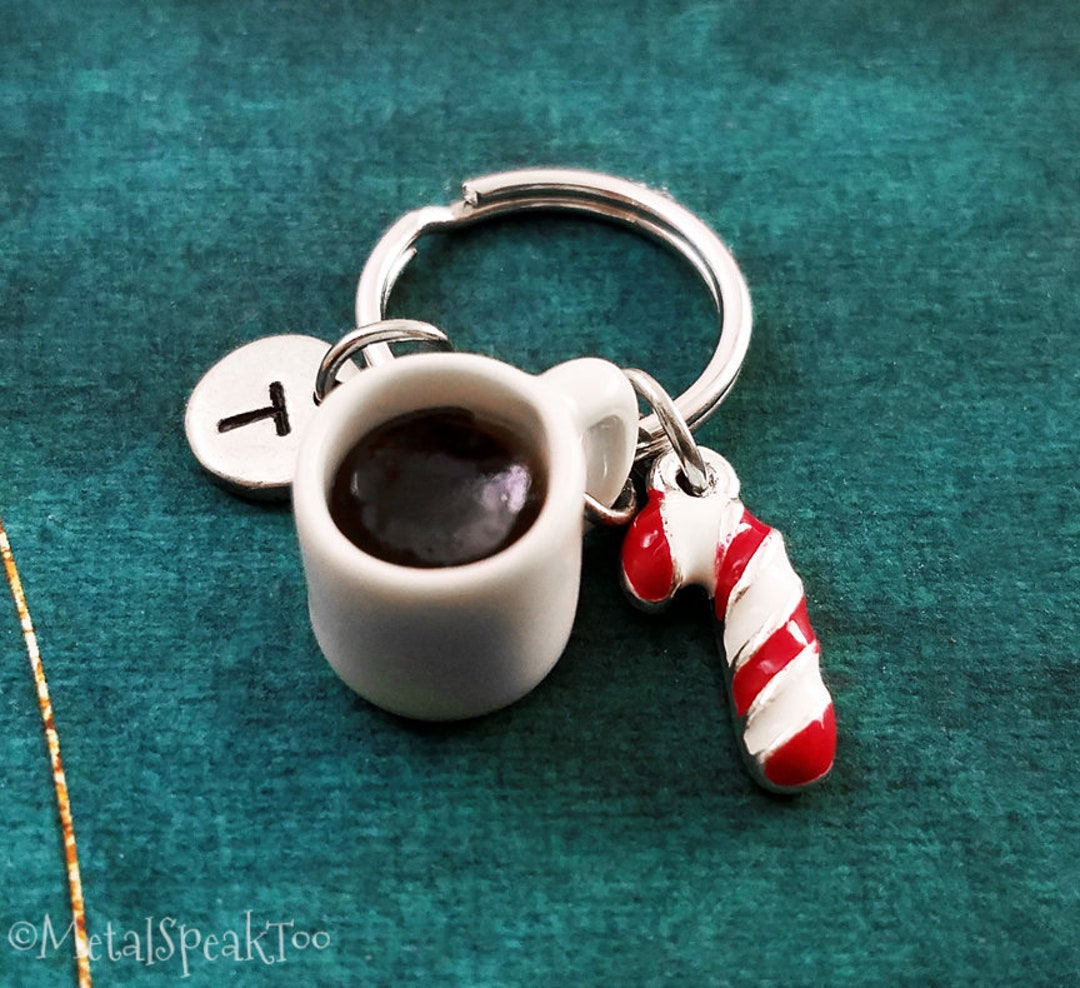 Peppermint Mocha Keychain SMALL Coffee Keychain Cocoa Keychain Hot ...