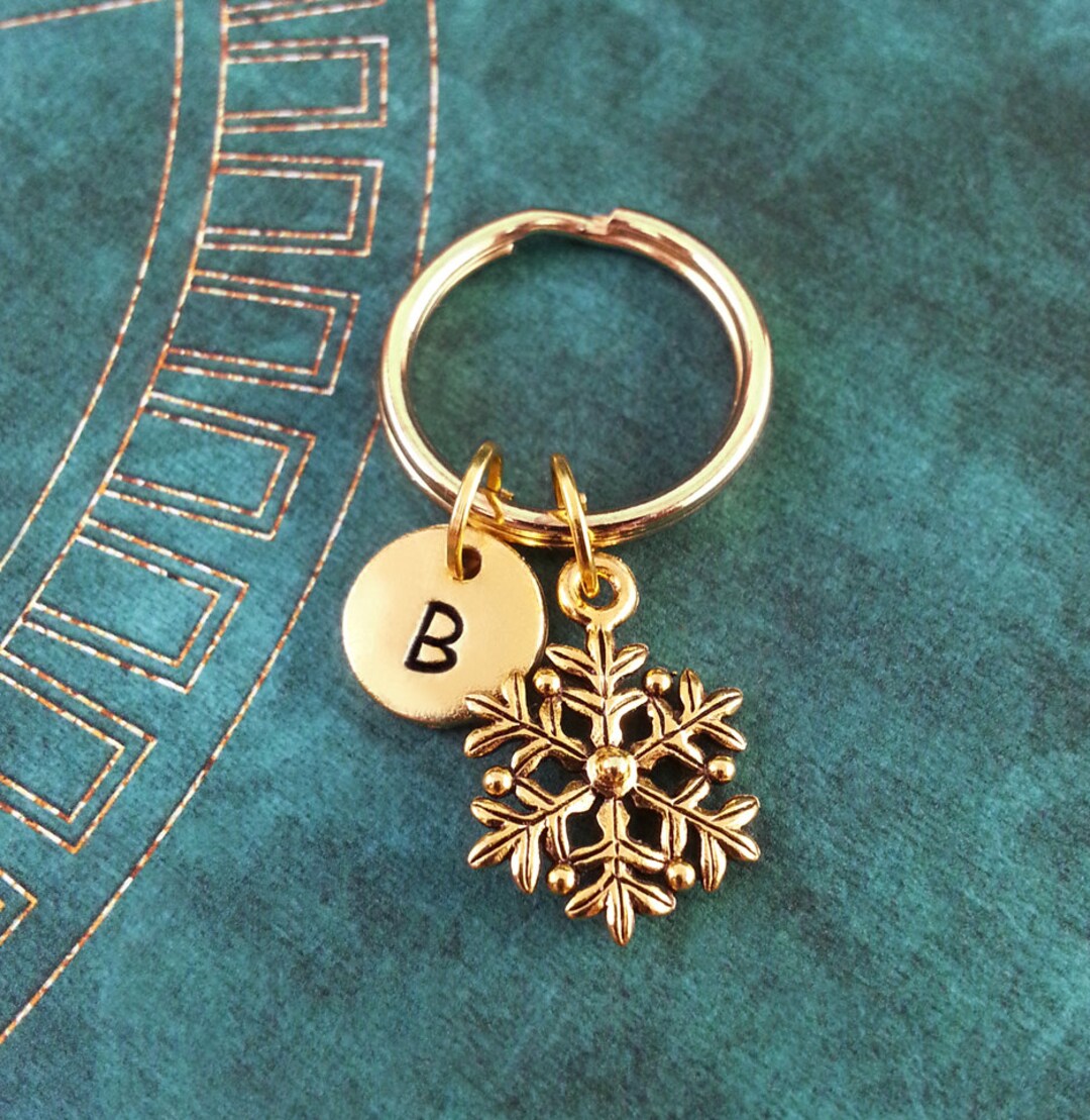 Snowflake Keychain, Personalized Keychain, Snowflake Keyring Custom Key ...
