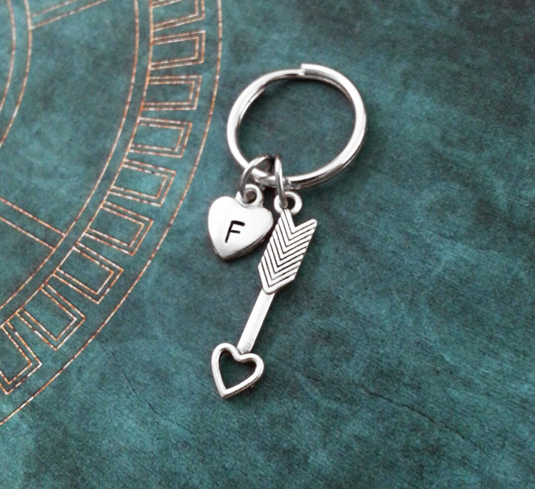 Arrow Keychain, SMALL Arrow Heart Charm, Personalized Bridesmaid ...
