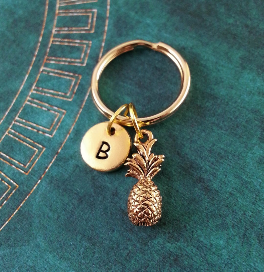 Pineapple Keychain VERY SMALL Pineapple Keyring Gold Keychain Pineapple ...