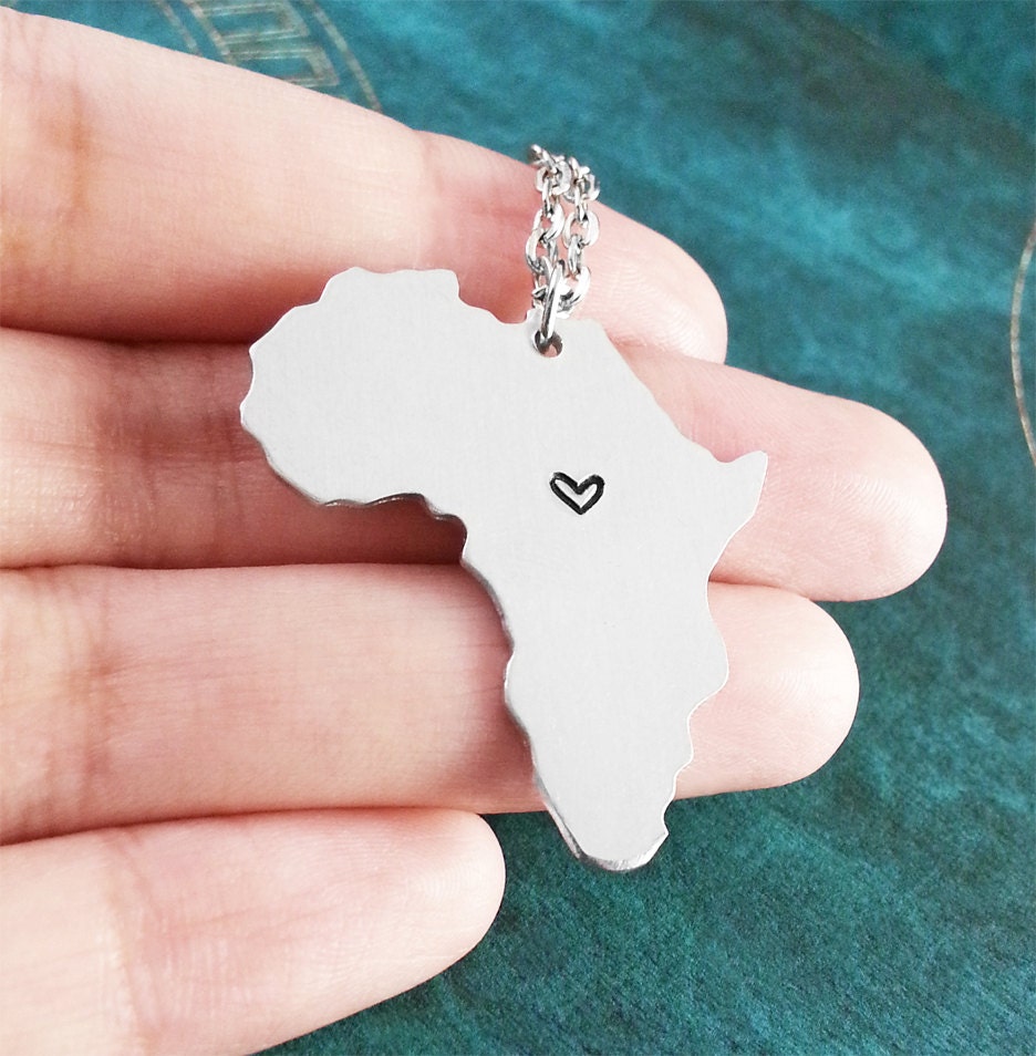 Africa Keychain Personalized Hand Stamped Africa Keyring Long | Etsy