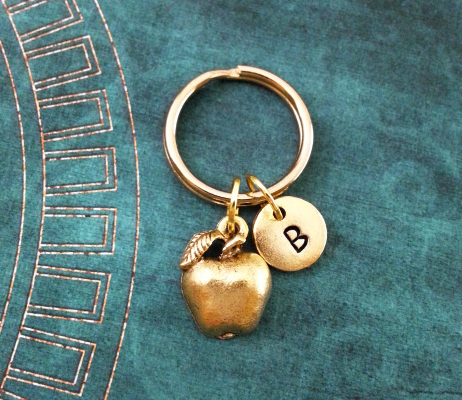 Apple Keychain VERY SMALL Gold Apple Keyring Teacher Keychain - Etsy