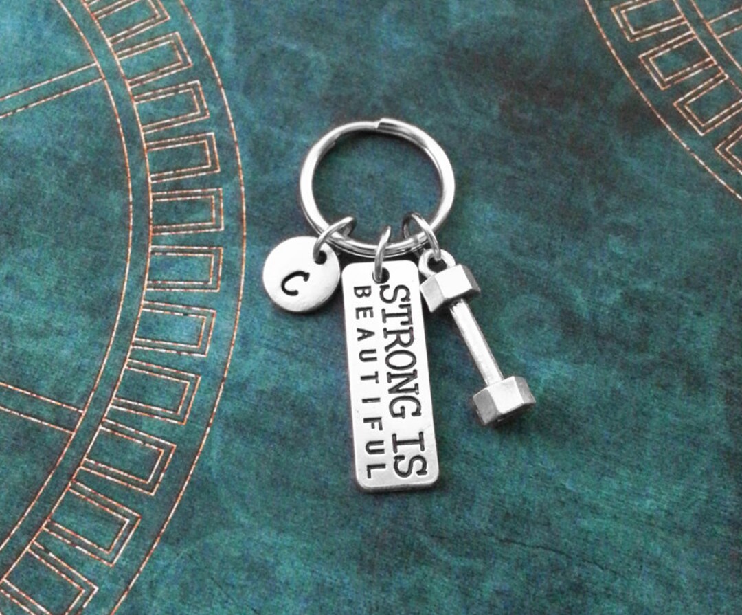 Strong is Beautiful Keychain SMALL Dumbbell Keychain Weight Loss ...