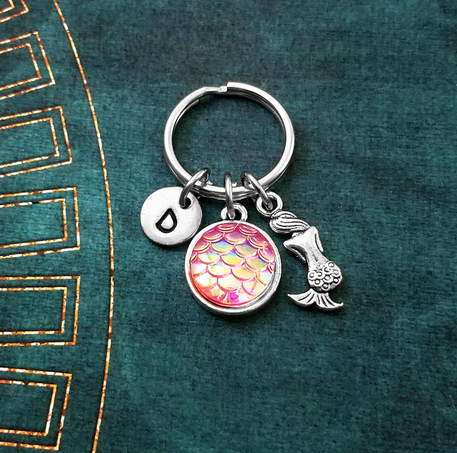 Mermaid Keychain SMALL Pink Mermaid Scales Keychain Iridescent - Etsy