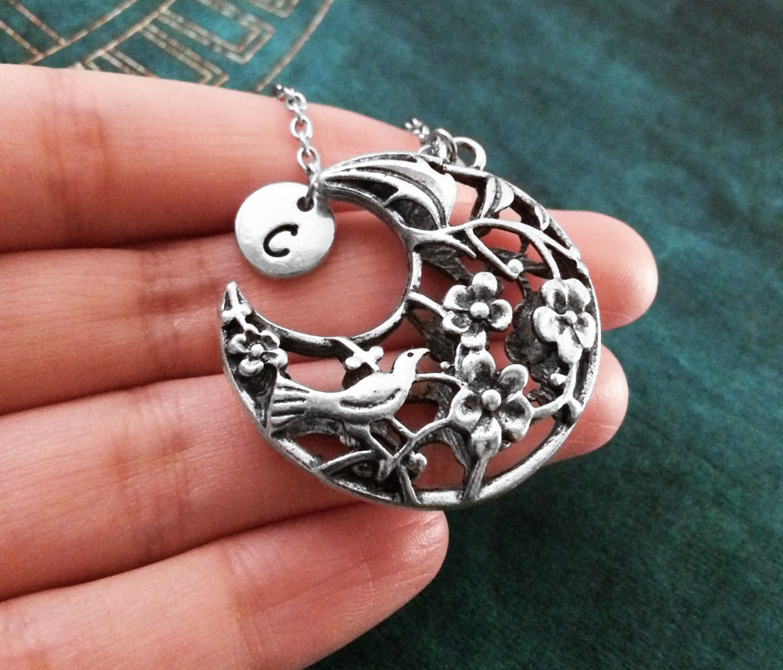 Moon Keychain Flower Moon Keyring Personalized Keychain Girlfriend ...