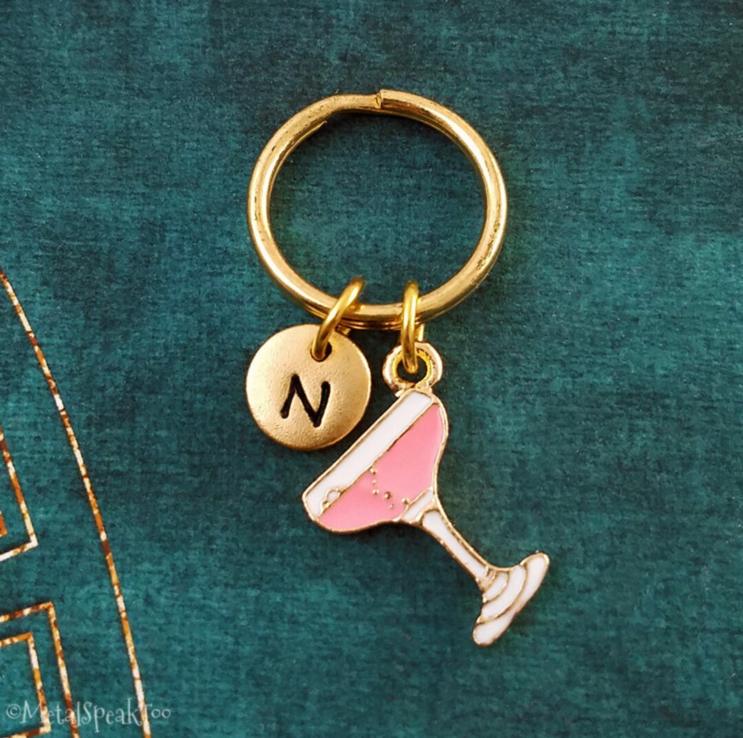 Pink Champagne Keychain SMALL Glass of Champagne Keyring Daiquiri ...