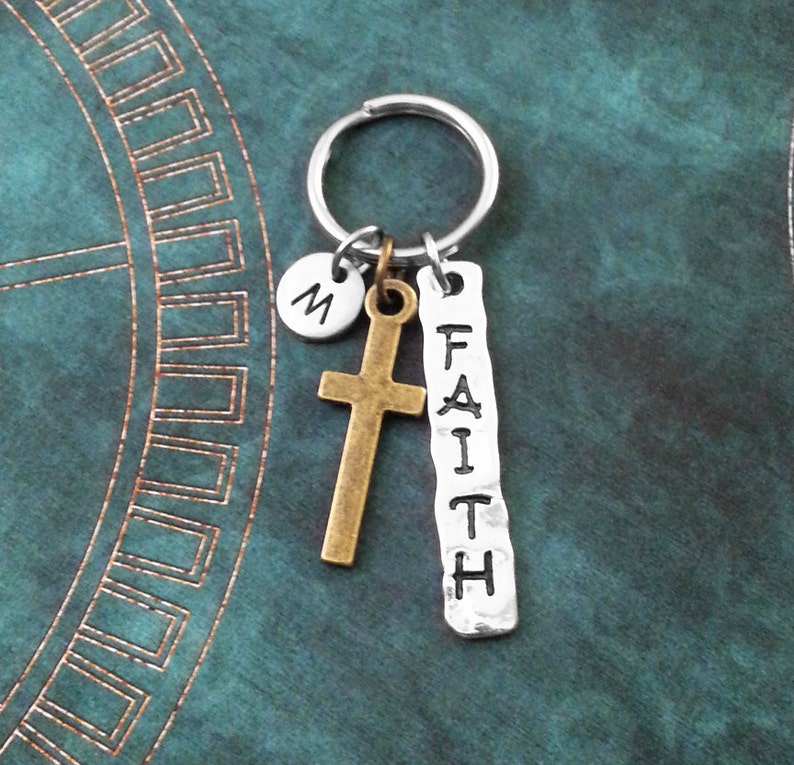 Cross Keychain Silver Cross Keyring Cross Charm Keychain - Etsy