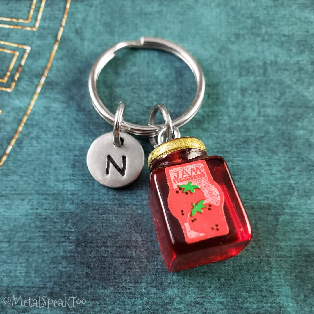 Strawberry Jam Keychain SMALL Red Jam Jar Pendant Jelly Charm Keyring ...