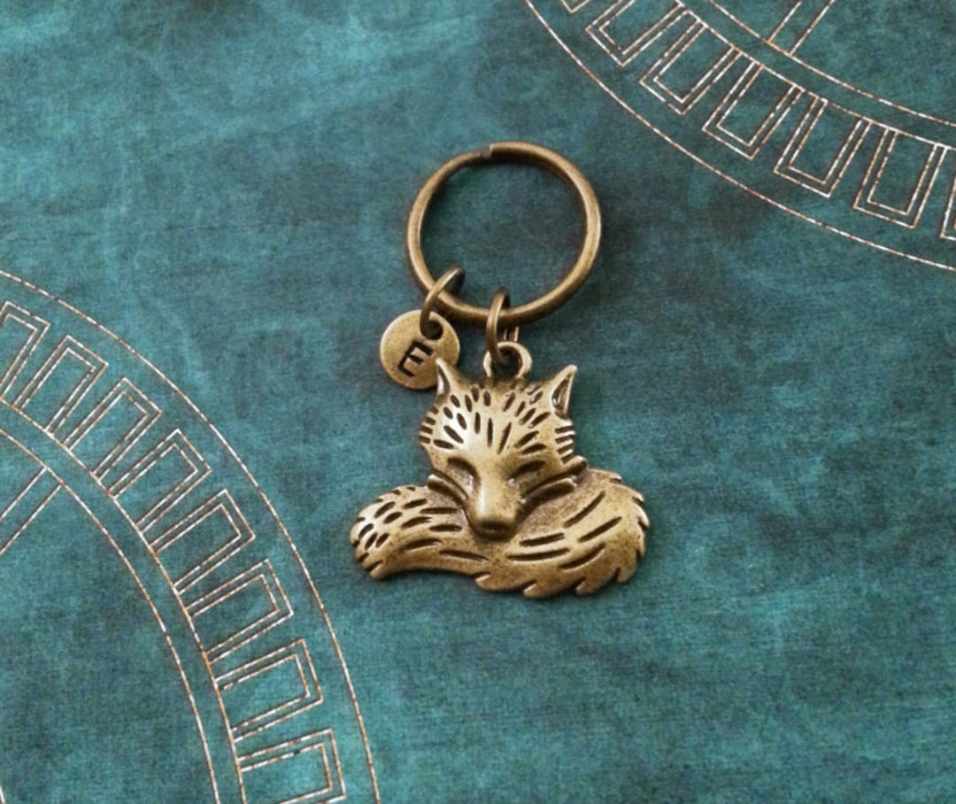 Fox Keychain Bronze Fox Keyring Personalized Keychain Animal Keychain ...
