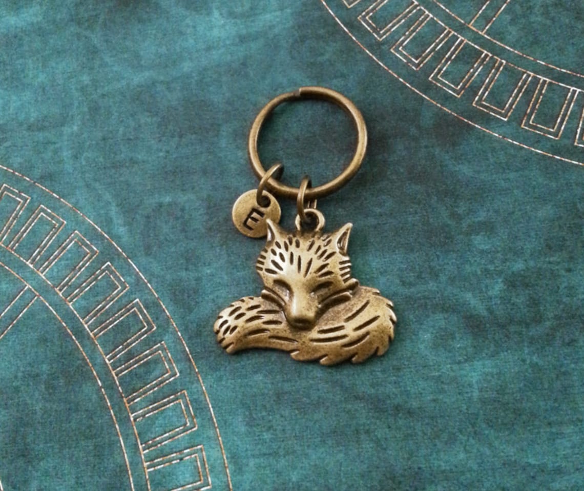 Fox Keychain Bronze Fox Keyring Personalized Keychain Animal - Etsy