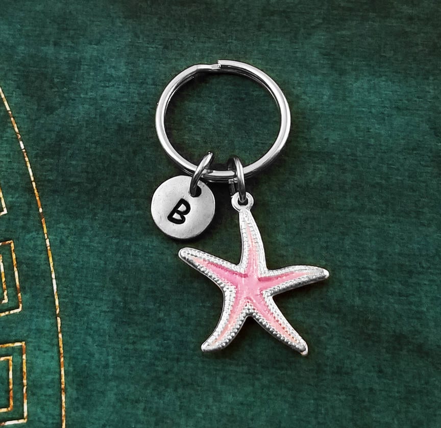 Pink Starfish Keychain SMALL Starfish Keyring Beach Keychain | Etsy