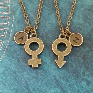 Male and Female Keychain SMALL Bronze Mars Symbol Keychain Brass Venus ...