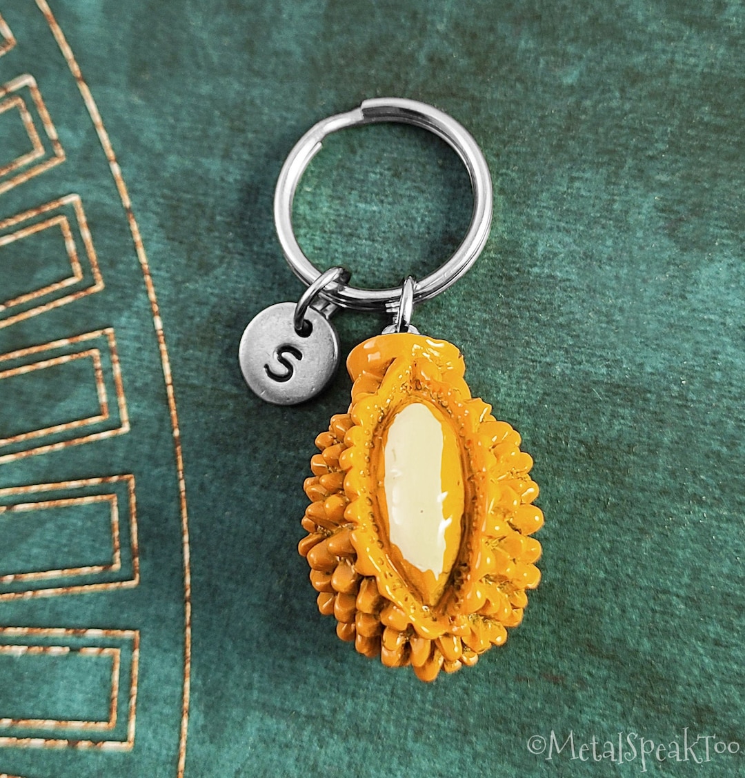 Durian Keychain SMALL Durian Keyring Durian Gift Personalized Initial ...