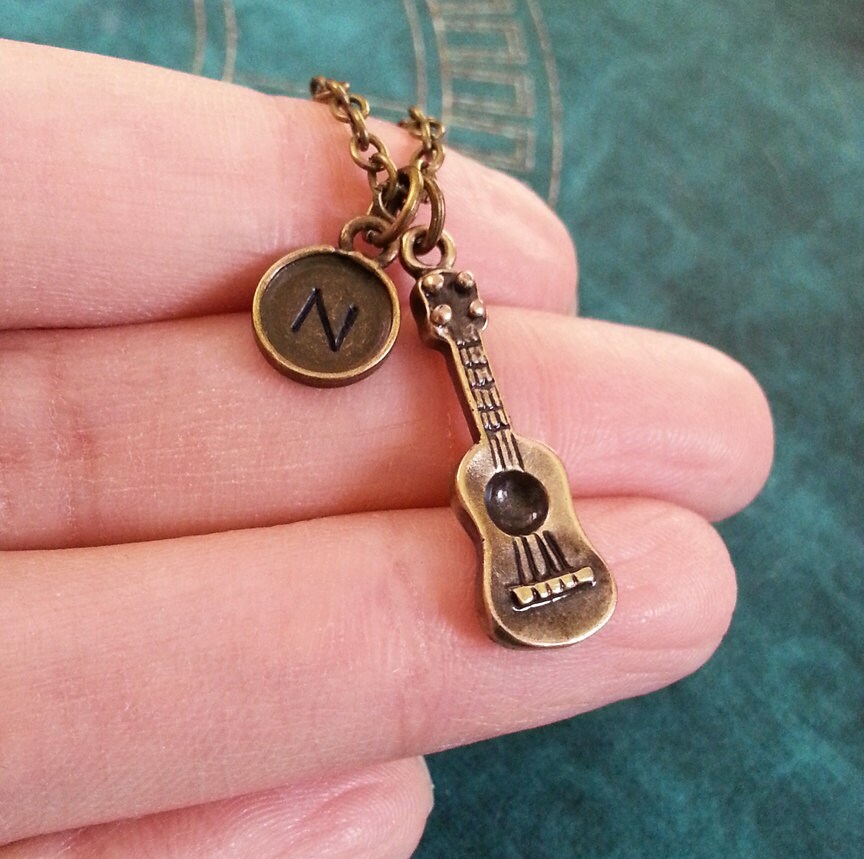 Guitar Keychain VERY SMALL Bronze Guitar Keyring Acoustic Guitar Charm ...