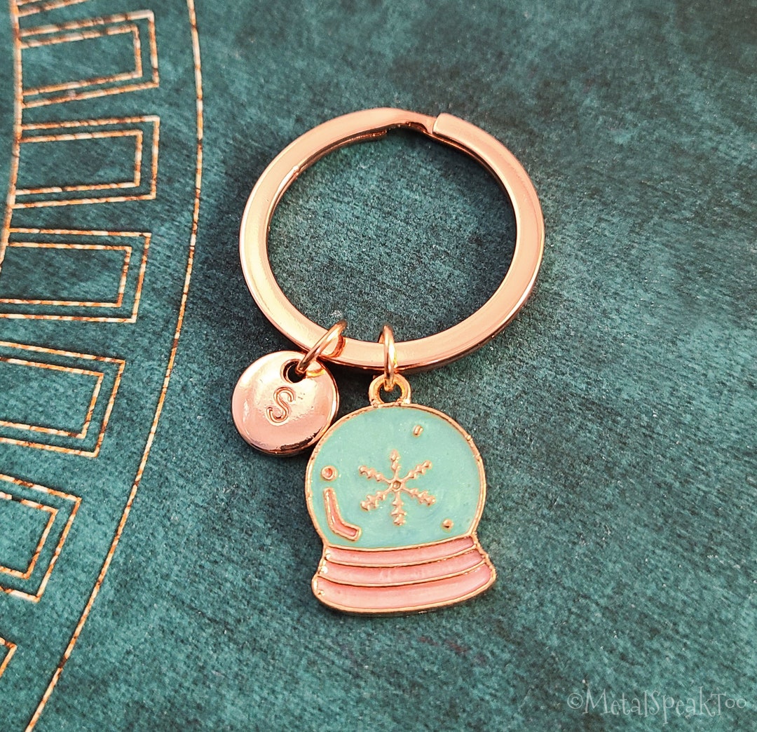 Snow Globe Keychain SMALL Blue Snow Globe Charm Keychain Winter ...