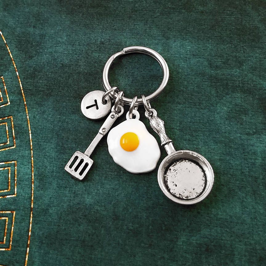 Egg Keychain VERY SMALL Fried Egg Keyring Sunny Side up Egg Charm ...