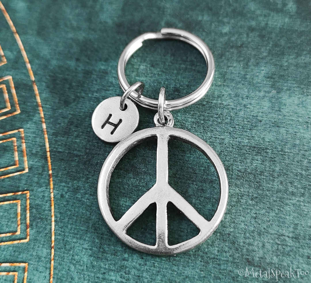 Peace Sign Keychain SMALL Peace Sign Keyring Groovy Hippie Keychain ...