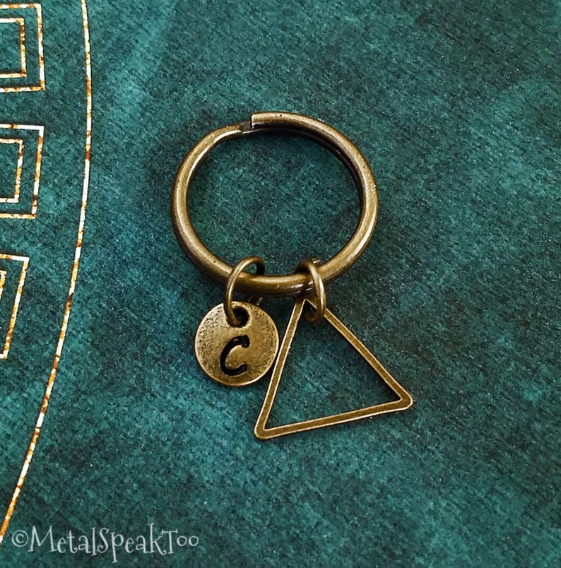 Triangle Keychain VERY SMALL Bronze Triangle Keyring Geometric - Etsy