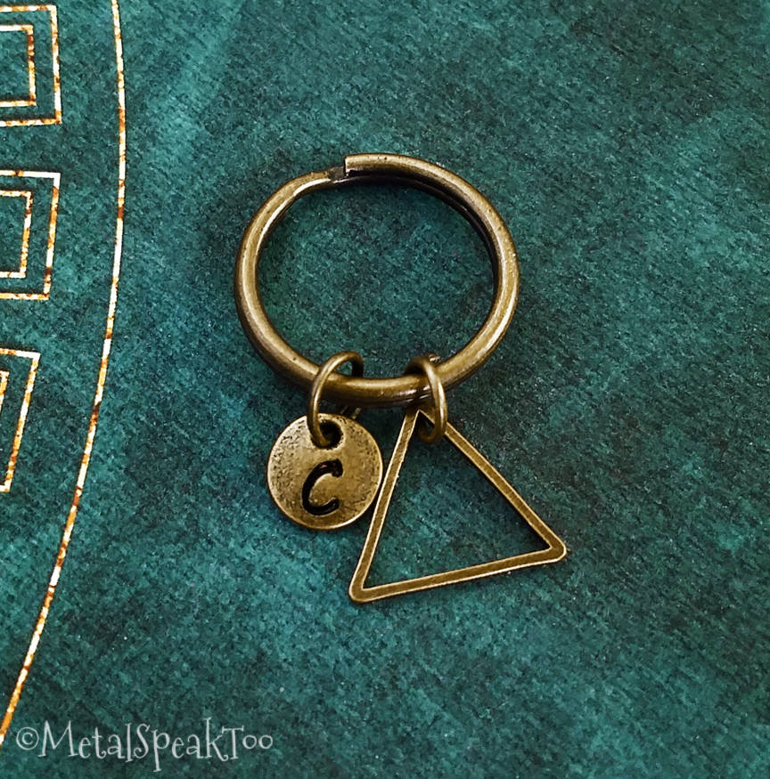 Triangle Keychain VERY SMALL Bronze Triangle Keyring Geometric | Etsy